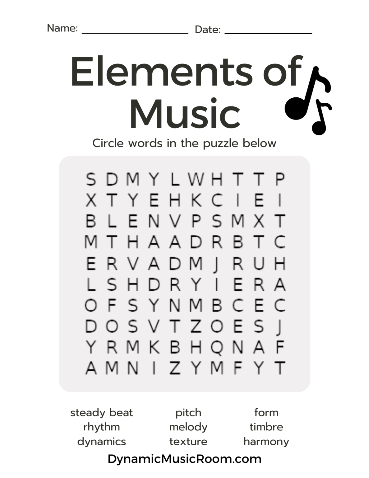 5 FREE Elementary Music Word Searches (Expert Tested!) – Dynamic Music Room